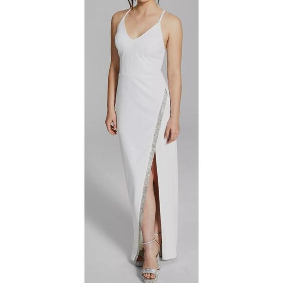 BCX | Dresses | Nwt Bcx Dress Womens White High Slit Lined Open Back ...